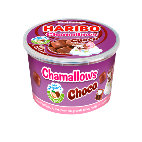 Chamallow choco noisette : boîte de bonbons goût noisette 500g | HARIBO ...